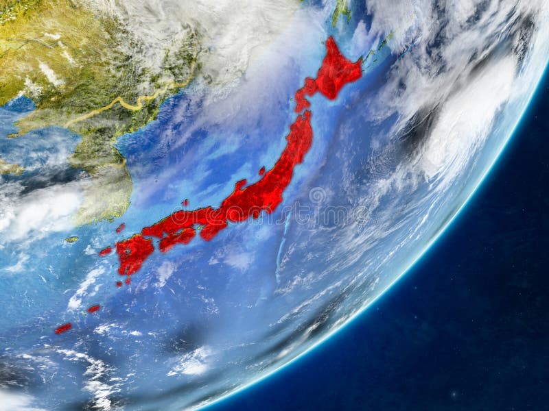 Japan on Earth from space stock illustration. Illustration of continent ...