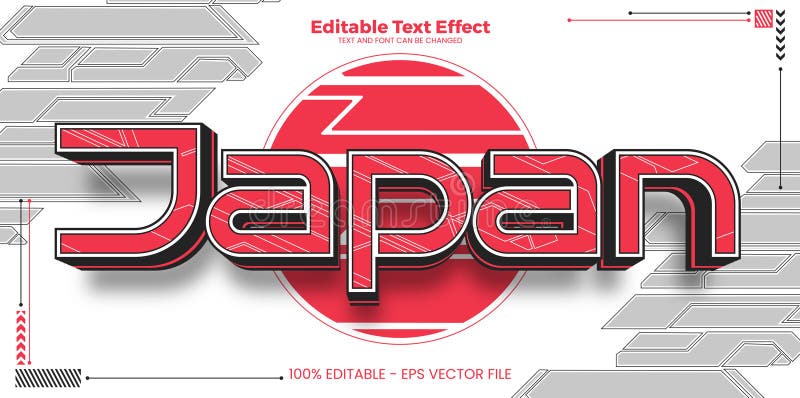 Japan Editable Text Effect in Modern Cyber Trend Style Stock Vector ...