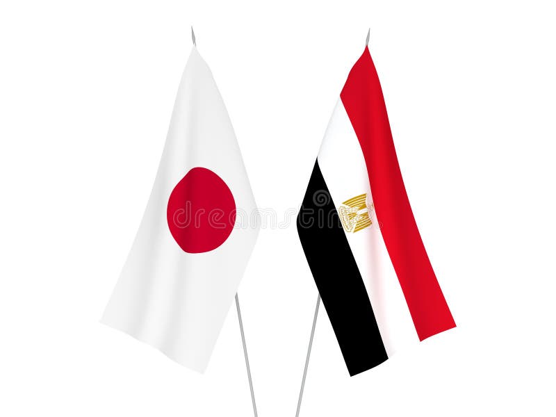 Japan Vs Egypt, Egyptian Smoky Mystic Flags Placed Side By Side. Thick ...
