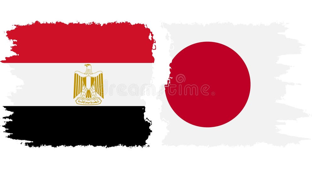 Japan and Egypt Grunge Flags Connection Vector Stock Vector ...