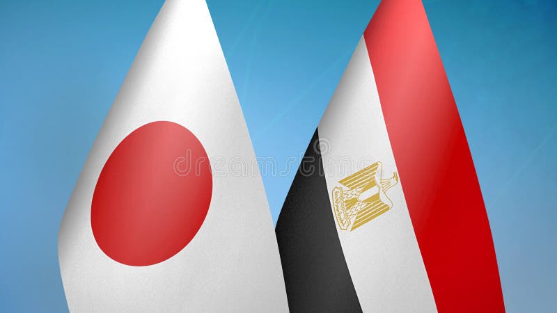 Japan and Egypt Realistic Flag â€“ Fabric Texture Illustration Stock ...