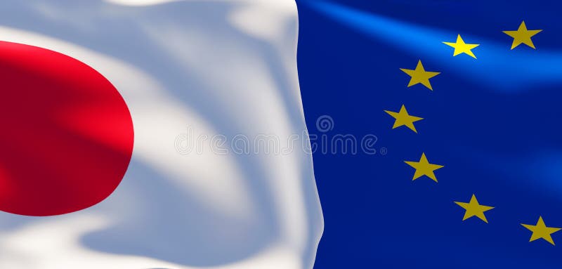 Japan and Europe Flags. Japan Flag and Europe Flag Stock Illustration ...