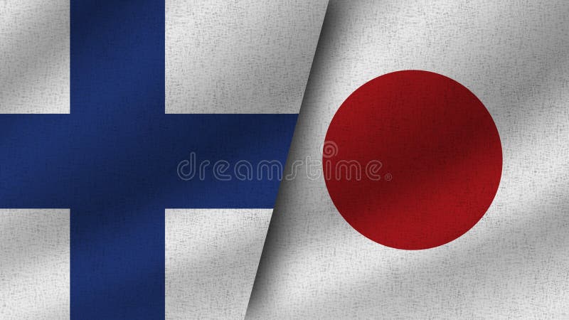 Japan and Finland Realistic Two Flags Together Stock Illustration ...
