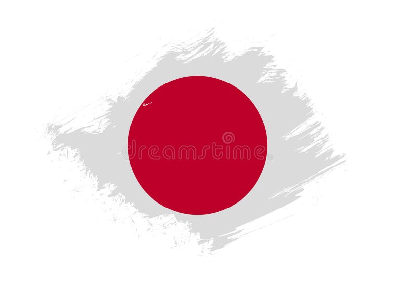 Japan Flag with Abstract Paint Brush Texture Effect on White Background ...