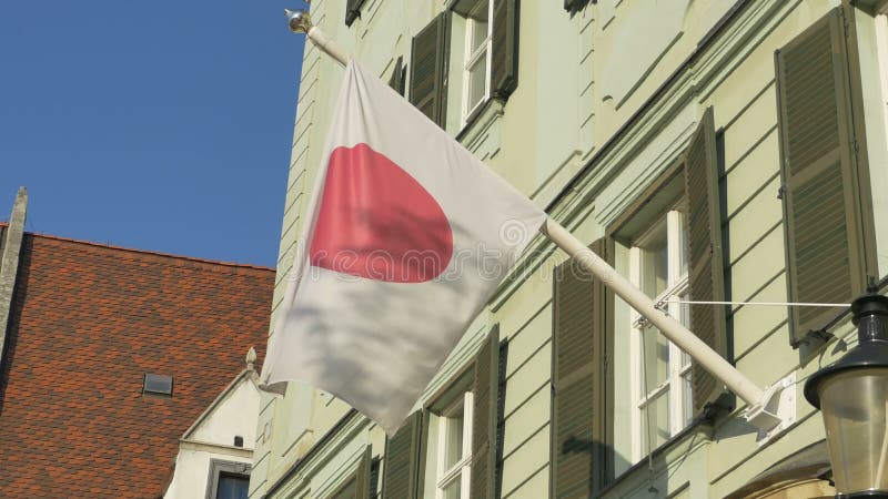 Japan Flag on Building stock footage. Video of moving - 80252104