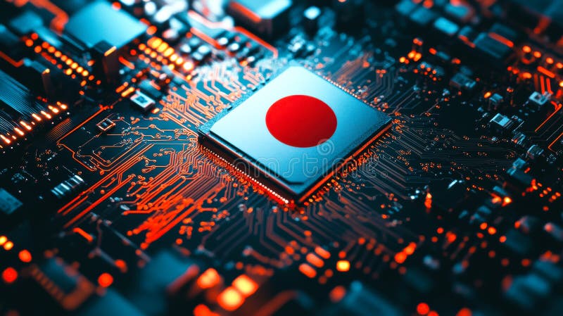 Japan Flag on CPU Chip Circuit Board Computer Stock Illustration ...