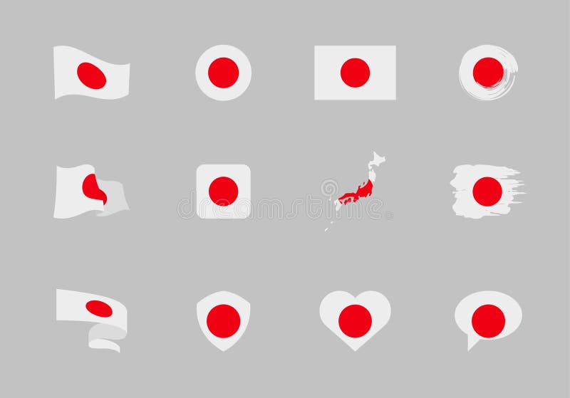 Japan Flag - Flat Collection. Flags of Different Shaped Twelve Flat ...