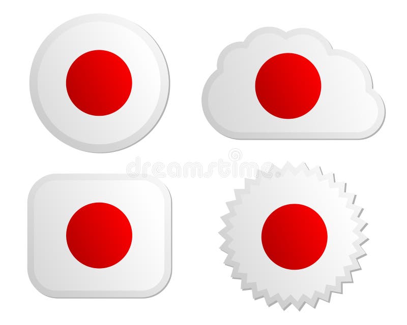Japan flag labels stock vector. Illustration of buttons - 84527806
