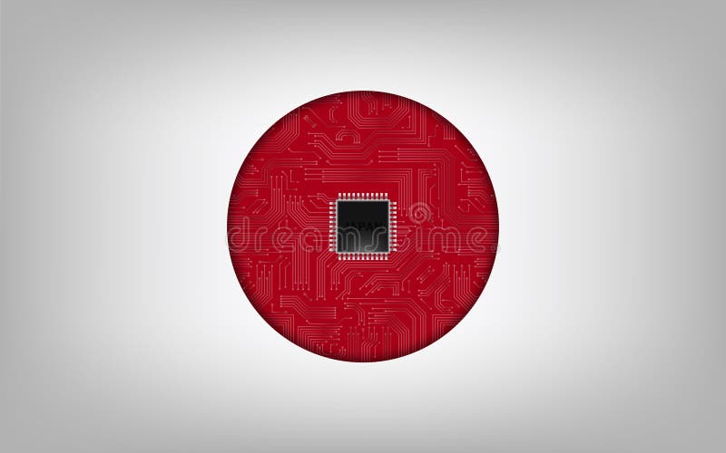 Japan Flag Made of Printed Circuit Boards. Digital Technologies Stock ...
