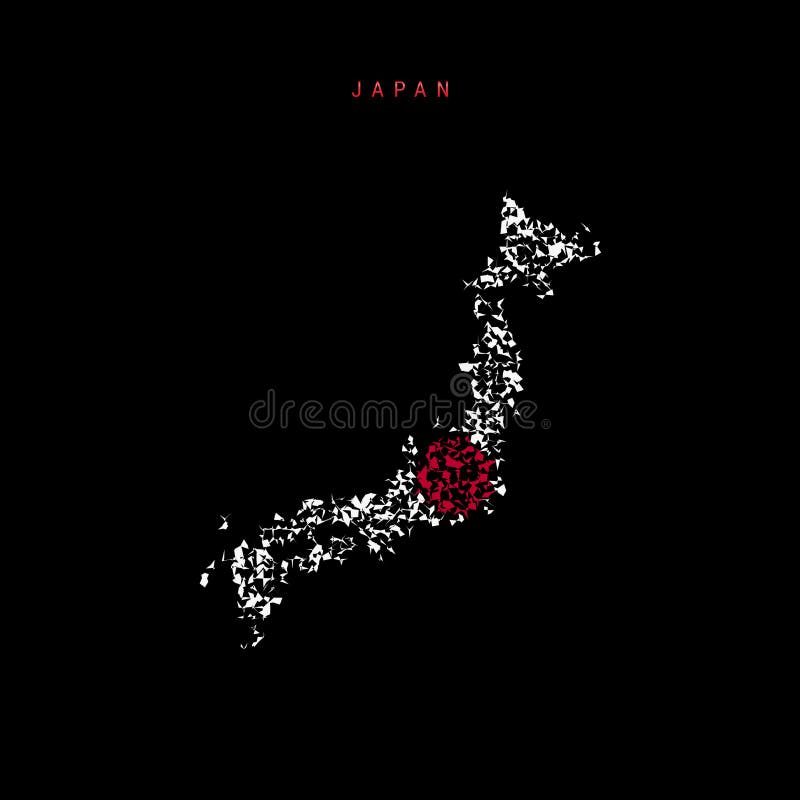 Japan Flag Map, Chaotic Particles Pattern in the Japanese Flag Colors ... Japan Flag Map, Chaotic Particles Pattern in the Japanese Flag Colors ...