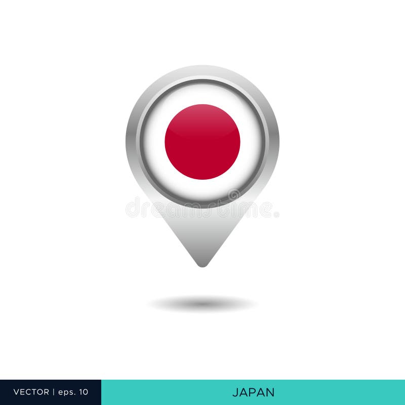 Japan Flag Map Pin Vector Design Template. Stock Vector - Illustration ...