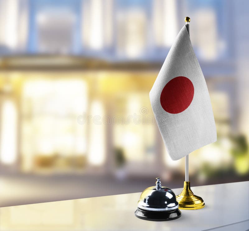 Japan Flag on the Reception Desk in the Lobby of the Hotel Stock Photo ...