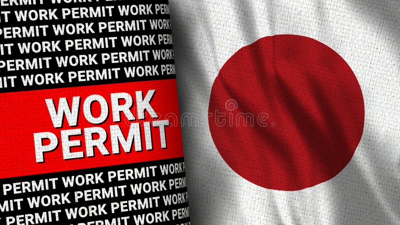 Japan Flag with Work Permit Title Stock Illustration - Illustration of ...