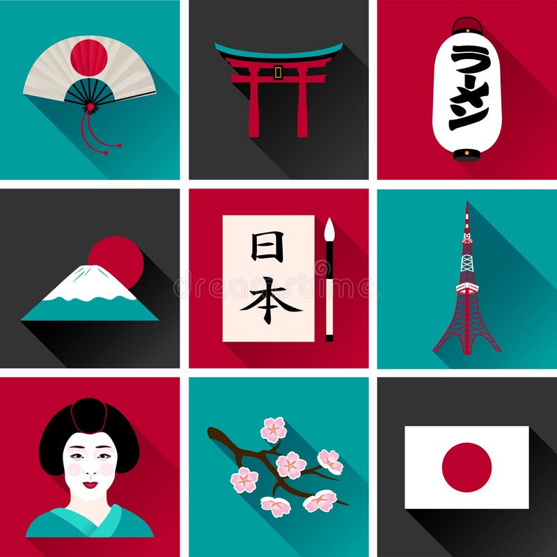 Japan Flat Icon Set stock vector. Illustration of design - 88518322
