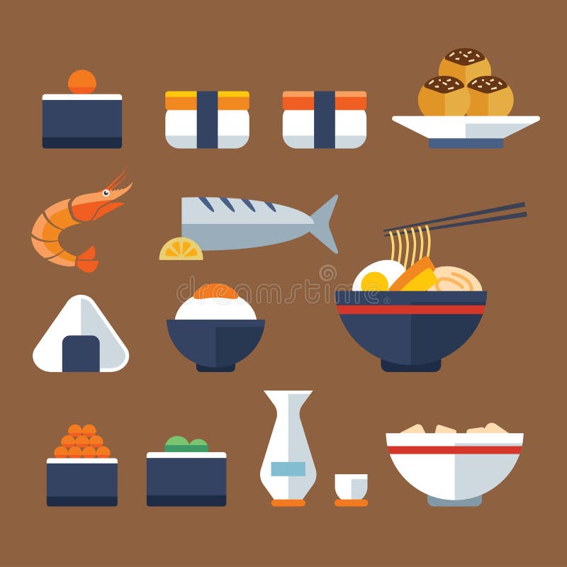 Set of Japan Food Cartoon Doodle Objects, Symbols and Items Stock ...
