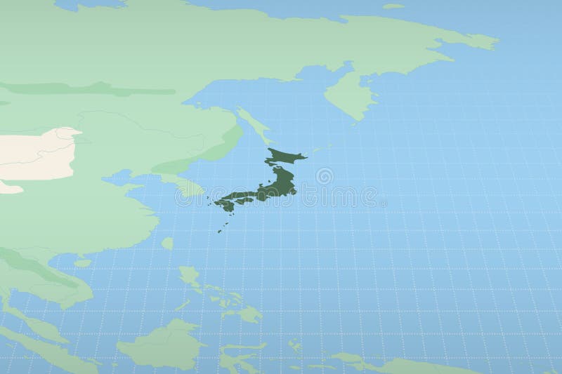 Japan Highlighted on a Detailed Map, Geographic Location of Japan Stock ...