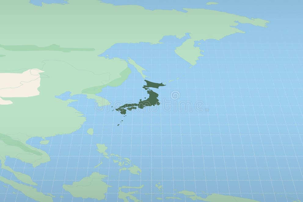 Japan Highlighted on a Detailed Map, Geographic Location of Japan Stock ...