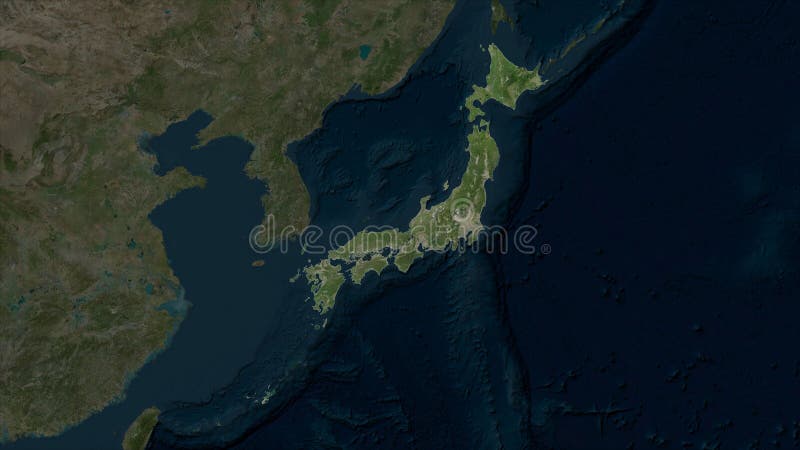 Japan Highlighted. High-res Satellite Stock Illustration - Illustration ...