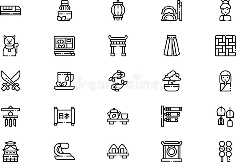 Japan Icons Collection is a Vector Illustration with Editable Stroke ...