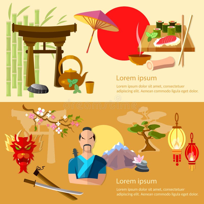 Japan and Japanese Culture Banner Stock Vector - Illustration of spring ...
