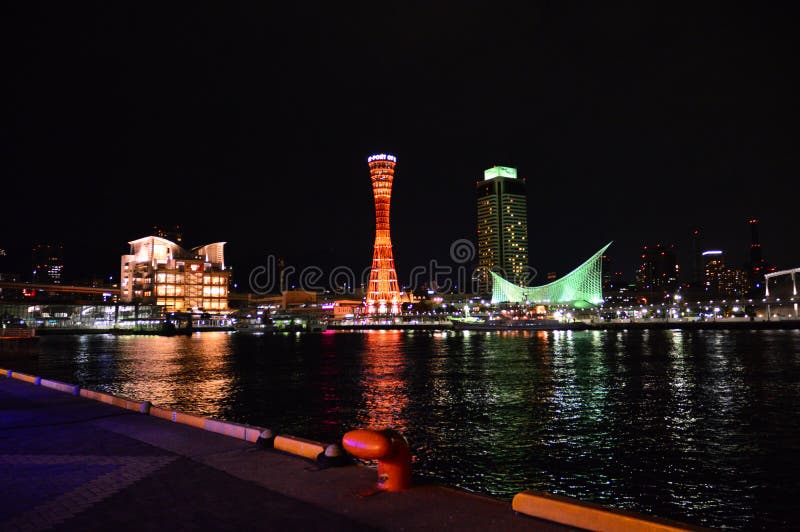 Japan Kobe night view stock image. Image of tower, kobe - 85754331