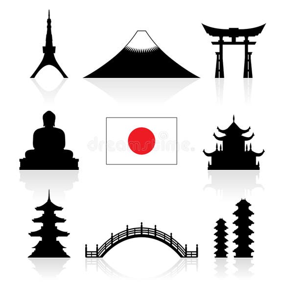 Japan Landmarks Icon Set. stock vector. Illustration of excursion ...