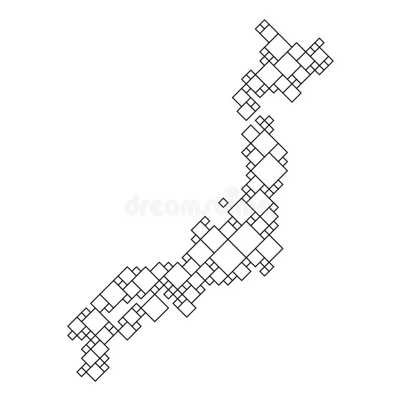 Japan Map from Black Pattern from a Grid of Squares of Different Sizes ...