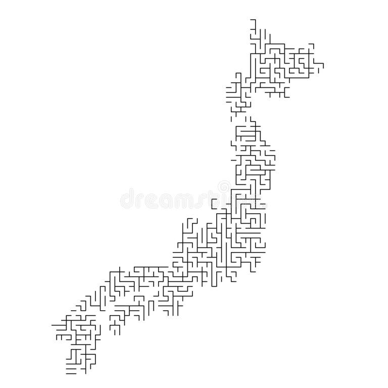 Japan Map from Black Pattern of the Maze Grid. Vector Illustration ...