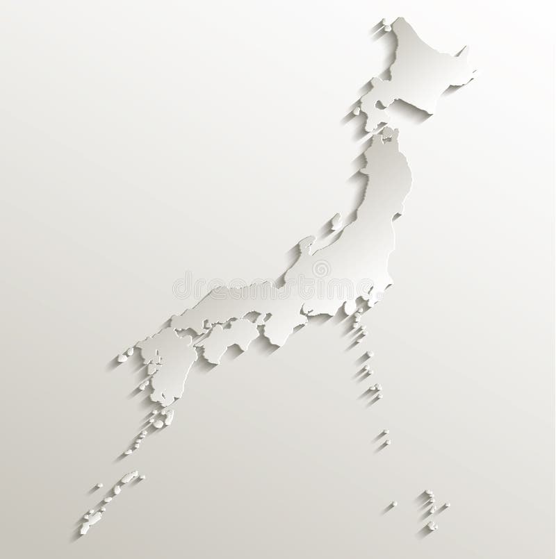 Japan Map Card Paper 3D Natural Stock Vector - Illustration of shadow ...