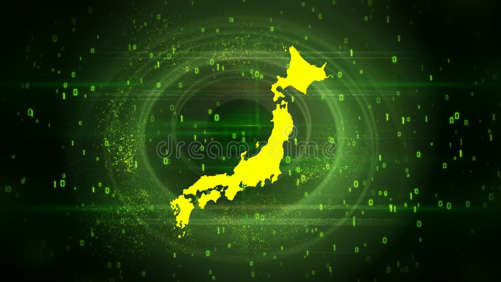 Japan Map on Digital Background Stock Illustration - Illustration of ...