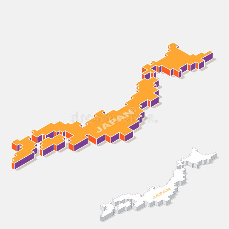 Japan Map Element with 3D Isometric Shape Isolated on Background Stock ...