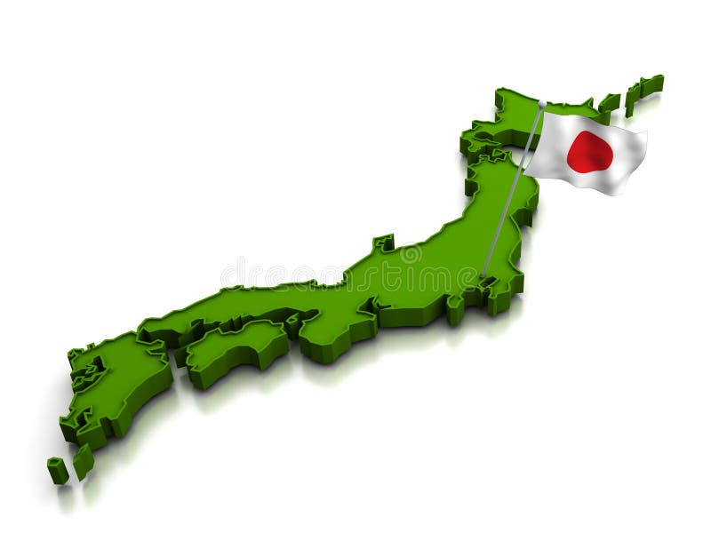 Japan - Map and Flag stock illustration. Illustration of render - 11391708