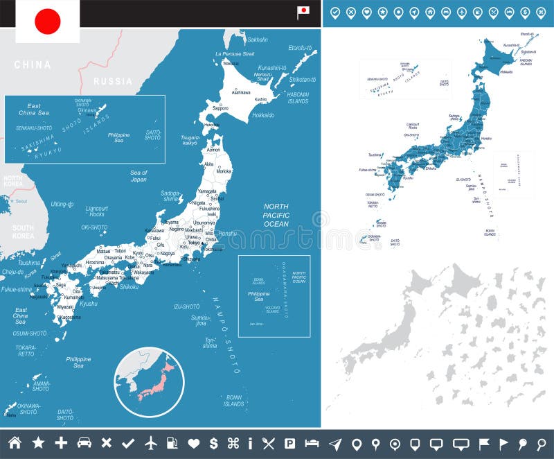 Japan - Map and Flag - Infographic Illustration Stock Illustration ...