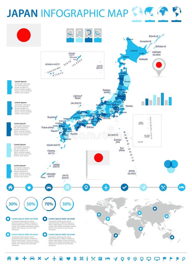 Japan - Map and Flag - Infographic Illustration Stock Illustration ...