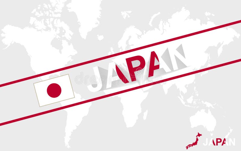 Japan Map Flag and Text Illustration Stock Vector - Illustration of ...