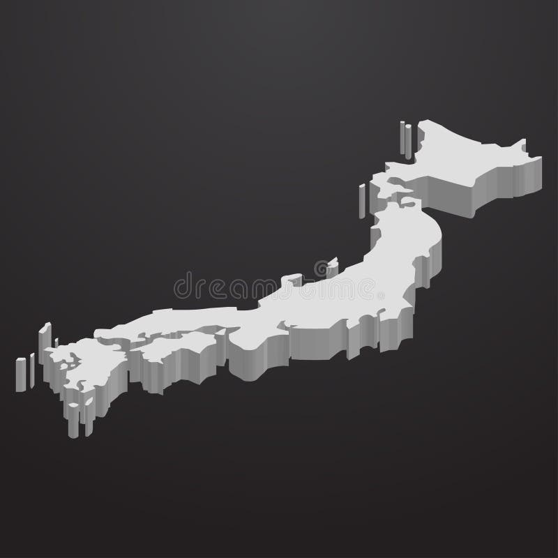 Japan Map in Gray on a Black Background 3d Stock Vector - Illustration ...