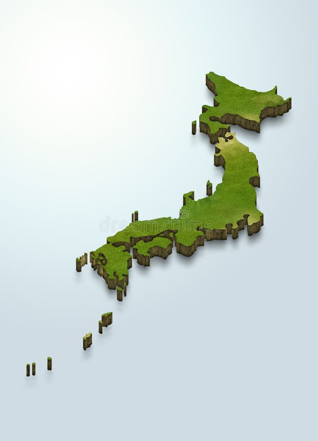 Japan Map is Green on a Blue 3d Background Stock Illustration ...