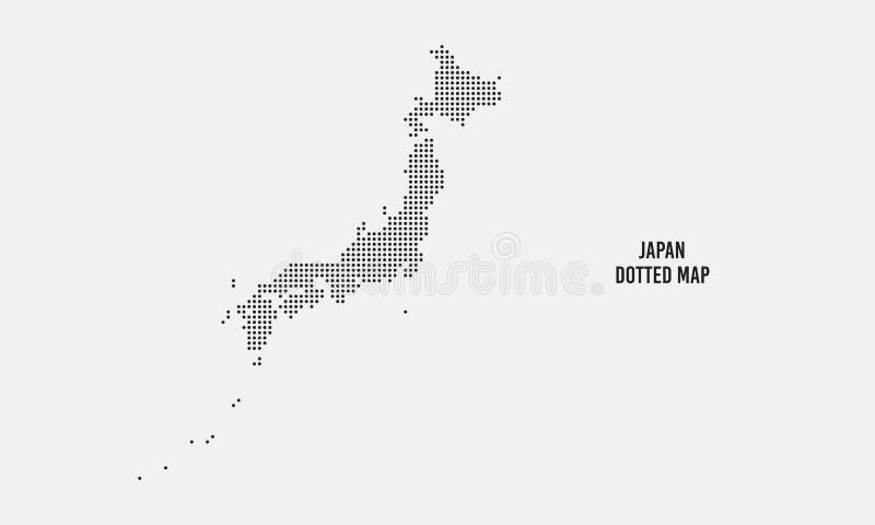 Dotted Map of Japan, Halftone Dotted Style Vector Illustration Stock ...