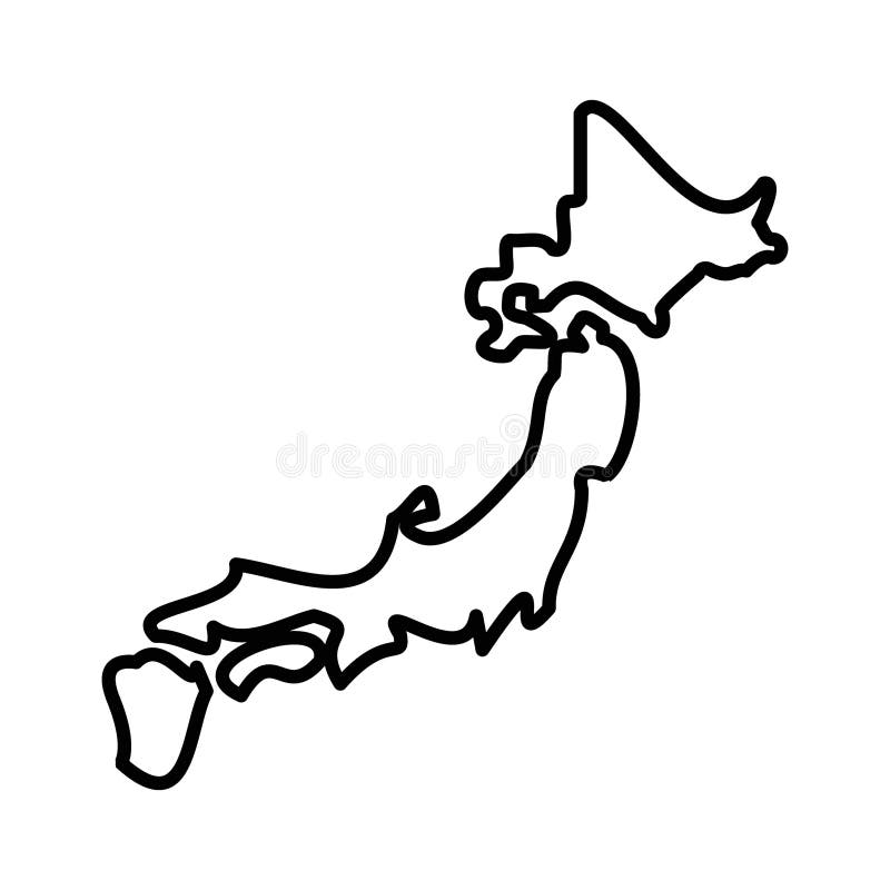 Japan Map Icon Linear Logo Mark in Black and White Stock Vector ...