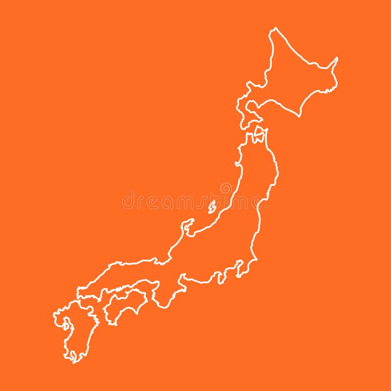 Japan Map in Line Style on Isolated Background. Vector Illustration ...