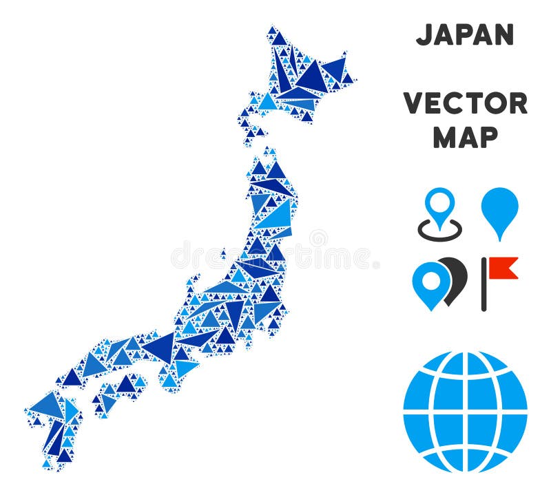 Blue Triangle Japan Map stock vector. Illustration of island - 120979928