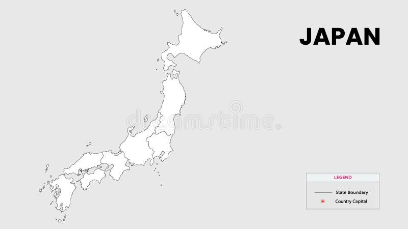 Japan Map. Outline State Map of Japan. Political Map of Japan with a ...