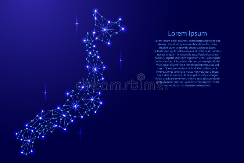 Japan Map of Polygonal Mosaic Lines Network, Rays, Space Stars of ...