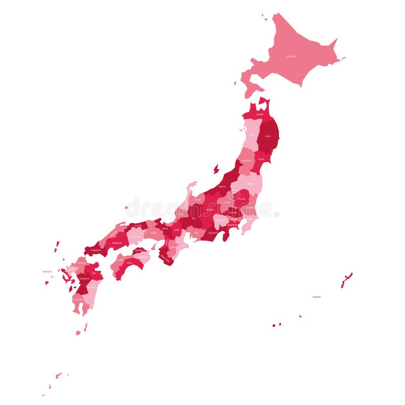 Japan - map of prefectures stock vector. Illustration of division ...