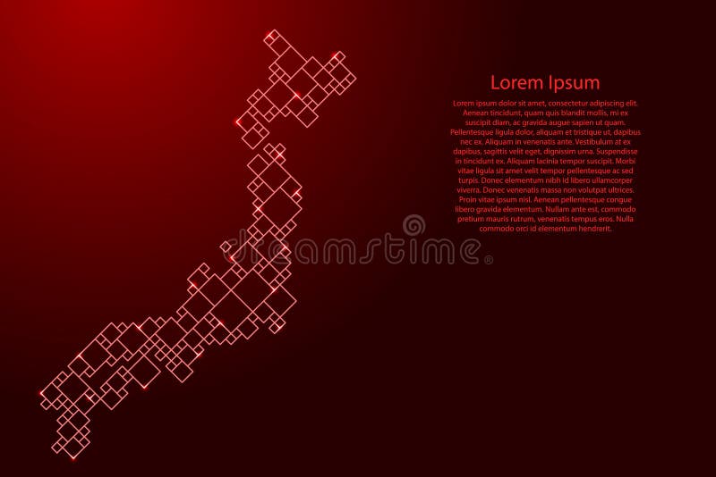 Japan Map from Red Pattern from a Grid of Squares of Different Sizes ...