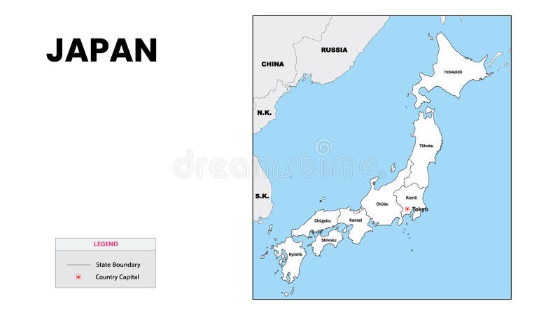 Japan Map. State and District Map of Japan. Administrative Map of Japan ...
