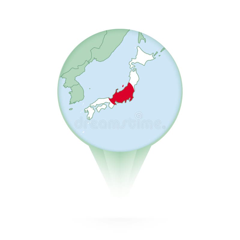 Japan Map, Stylish Location Icon with Japan Map and Flag Stock Vector ...
