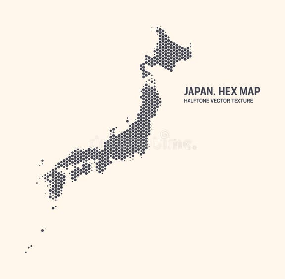 Japan Map Vector Hexagonal Half Tone Pattern Isolated on Light ...