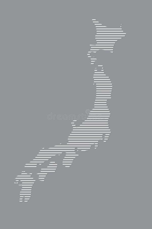 Japan Map Vector Illustration Using White Straight Lines on Dark Stock ...