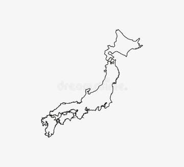 Japan, Map on White Background. Vector Illustration. Outline Stock ...